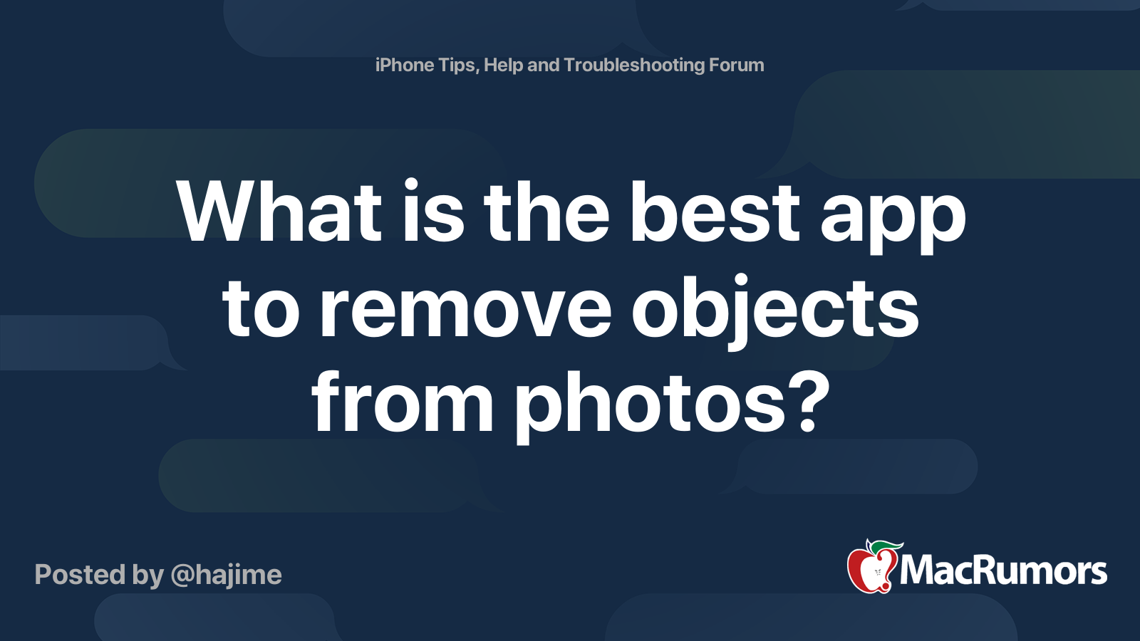 What is the best app to remove objects from photos? | MacRumors Forums