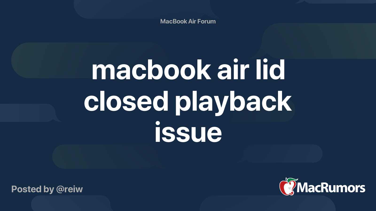 macbook air lid closed playback issue | MacRumors Forums
