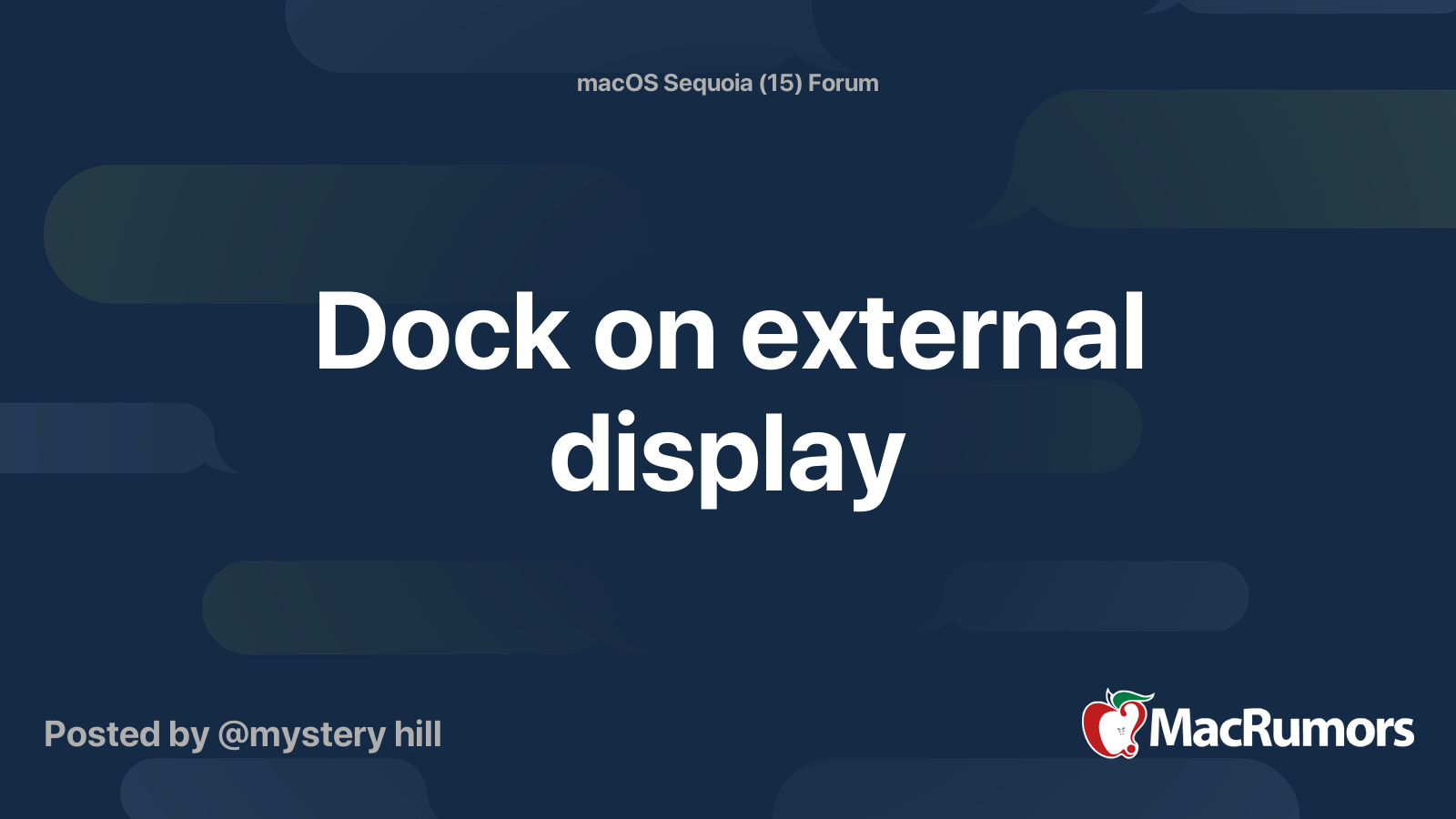 Dock on external display | MacRumors Forums
