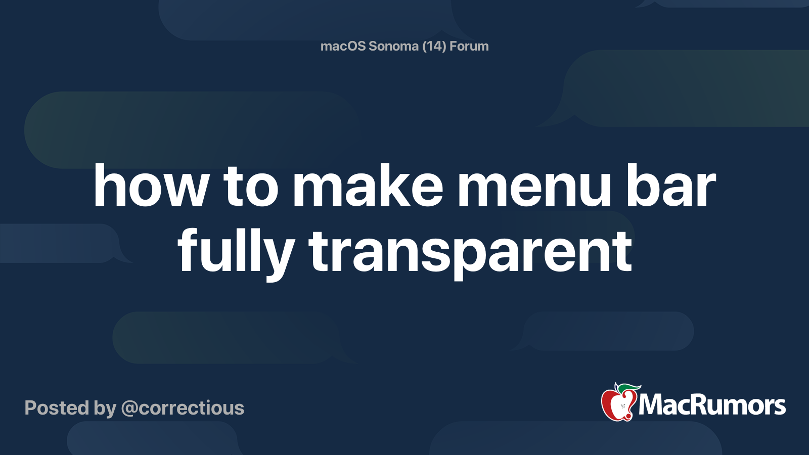 how to make menu bar fully transparent | MacRumors Forums