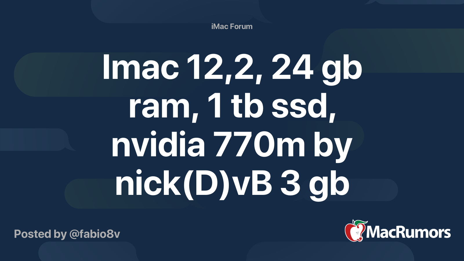Imac 12,2, 24 gb ram, 1 tb ssd, nvidia 770m by nick(D)vB 3 gb ...