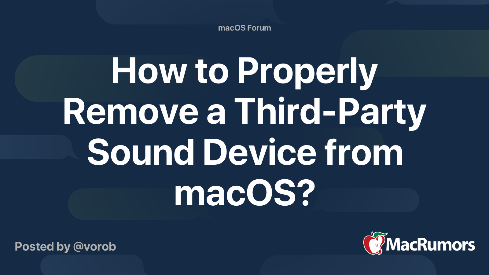 How to Properly Remove a Third-Party Sound Device from macOS? | MacRumors Forums