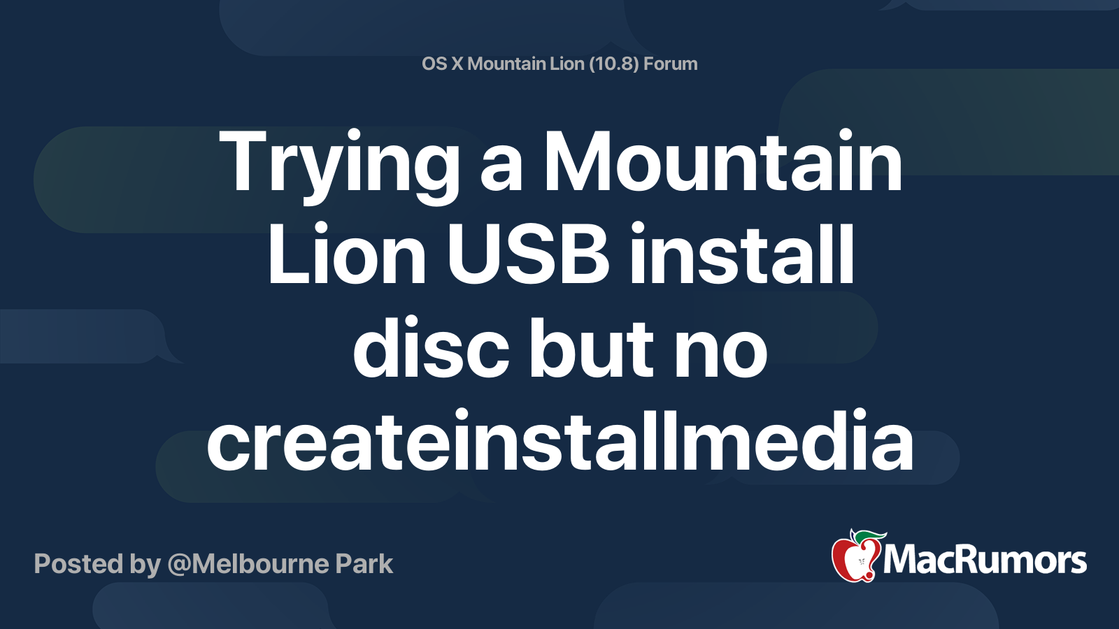 Trying a Mountain Lion USB install disc but no createinstallmedia file in the install app ...