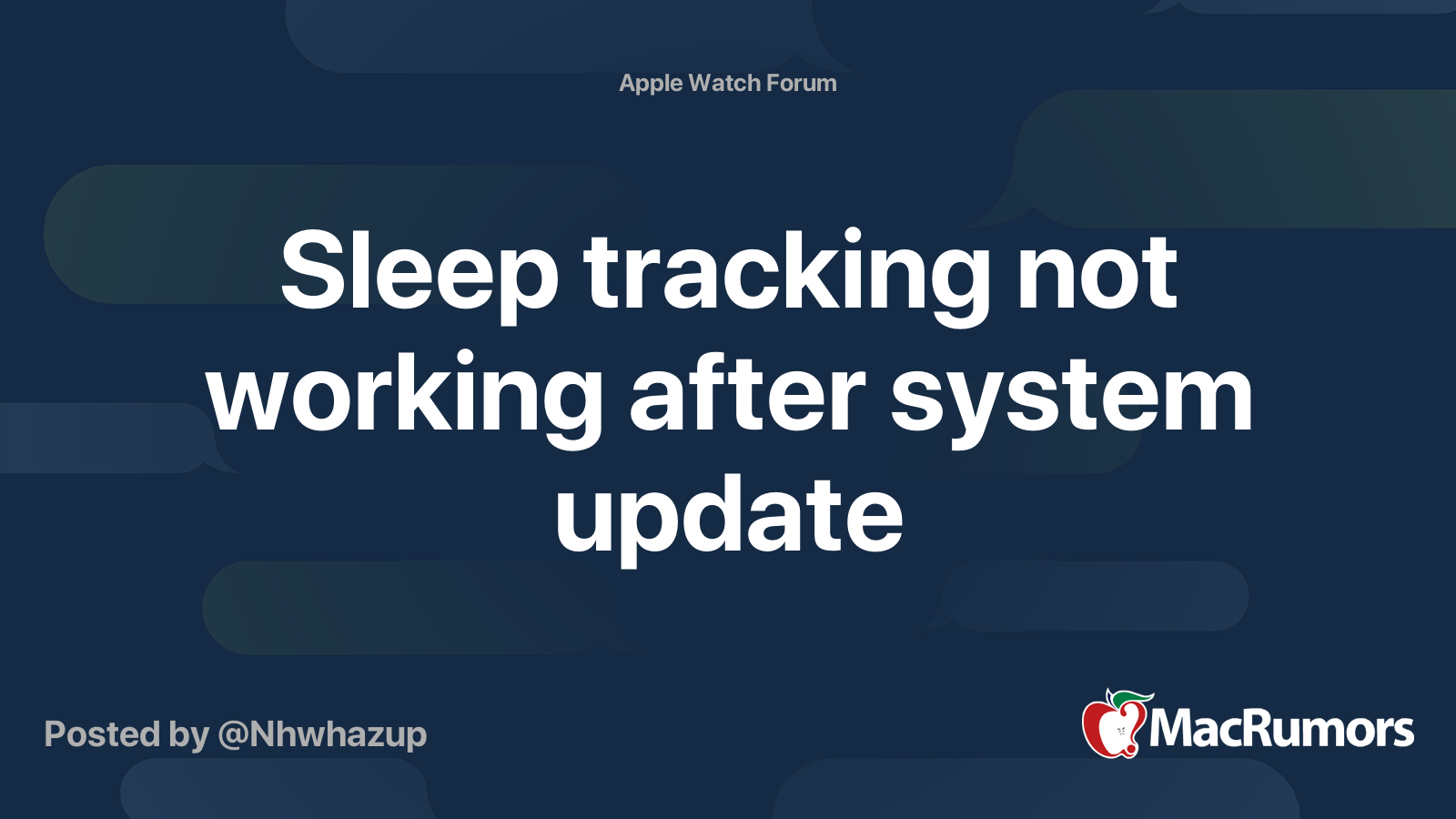Sleep tracking not working after system update | MacRumors Forums