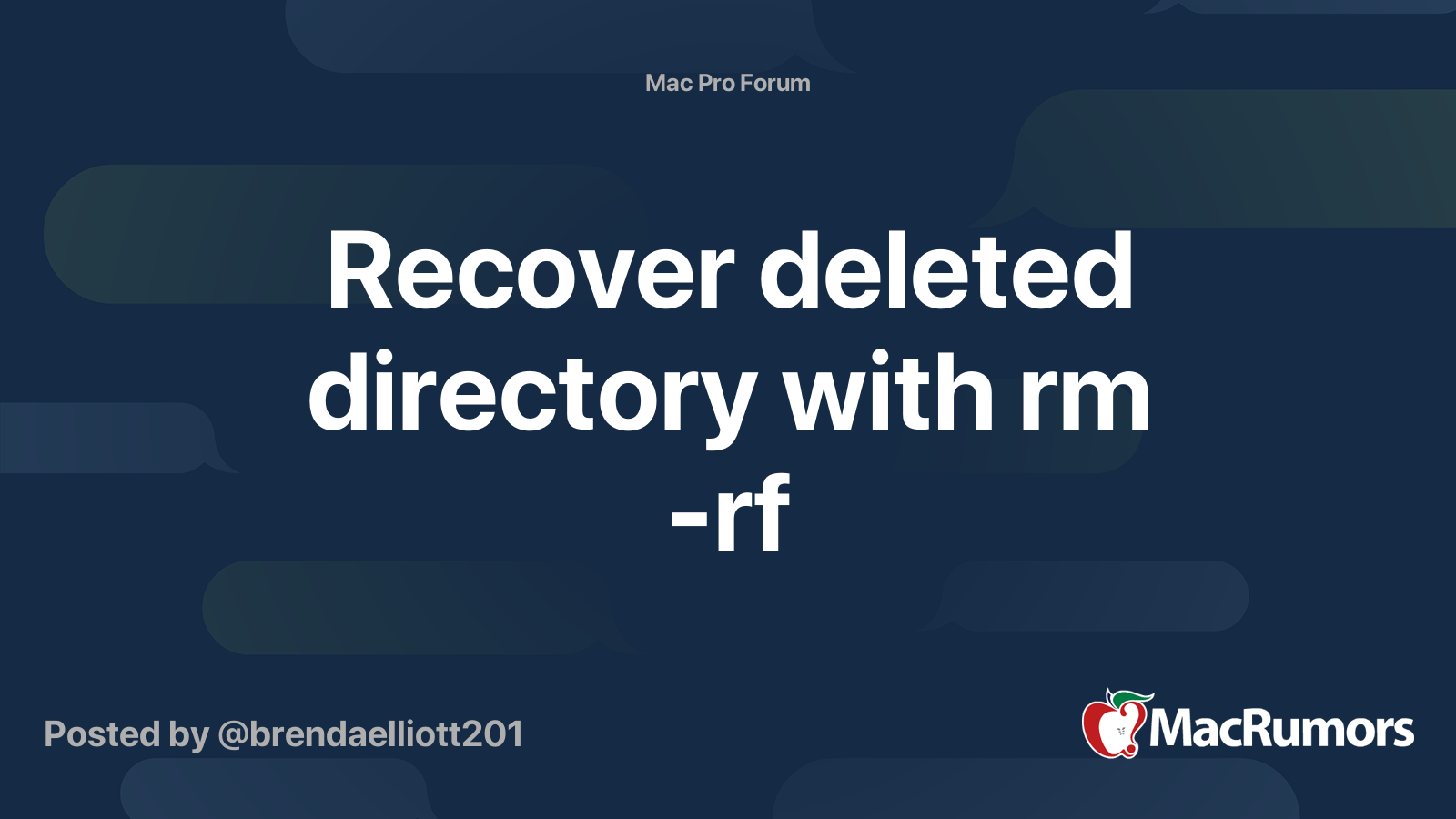 Recover deleted directory with rm -rf | MacRumors Forums