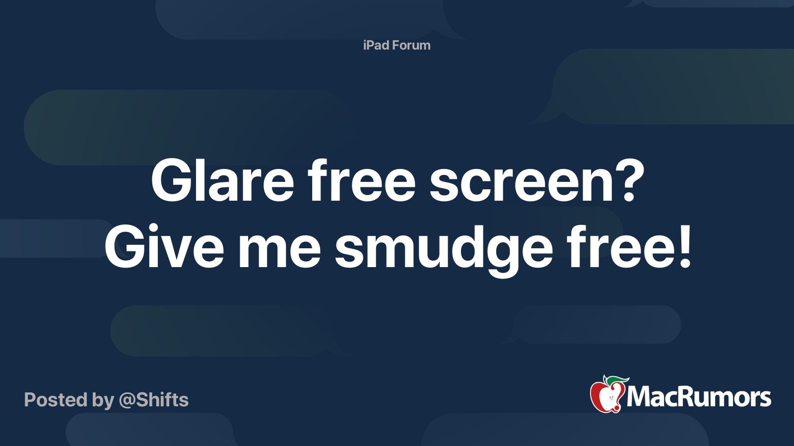 Glare free screen? Give me smudge free! | MacRumors Forums