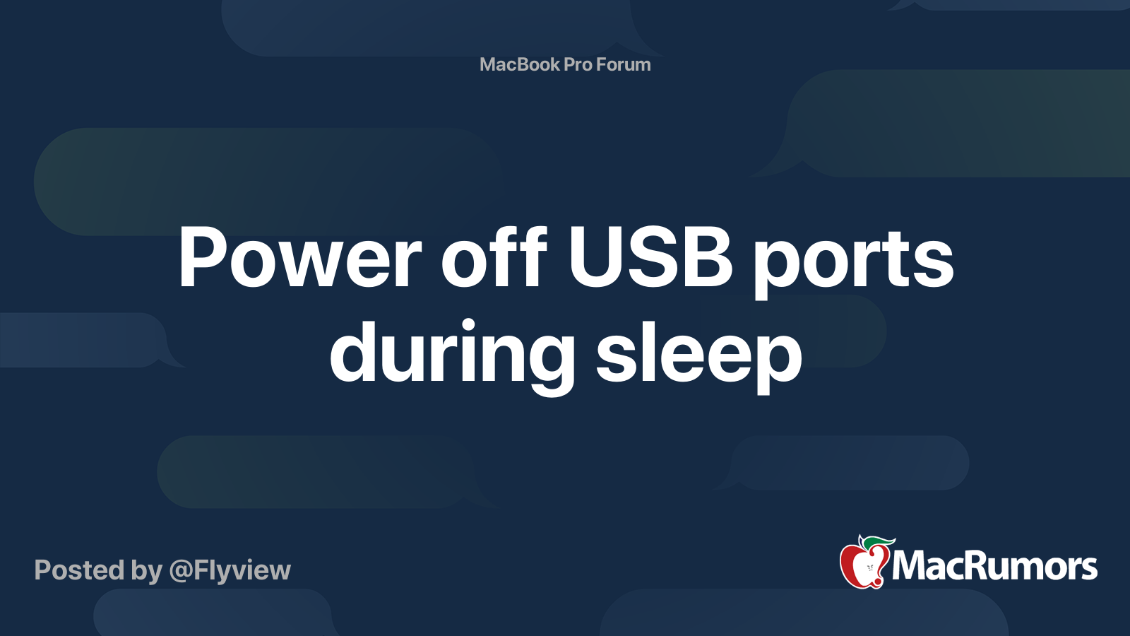 Power off USB ports during sleep | MacRumors Forums