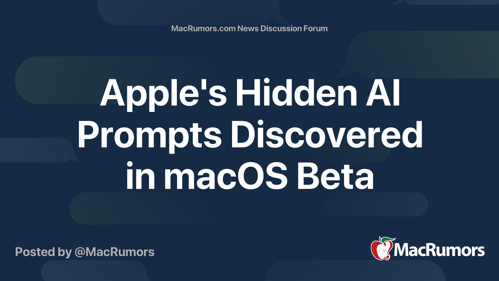 Apple's Hidden AI Prompts Discovered in macOS Beta | Page 2 | MacRumors ...
