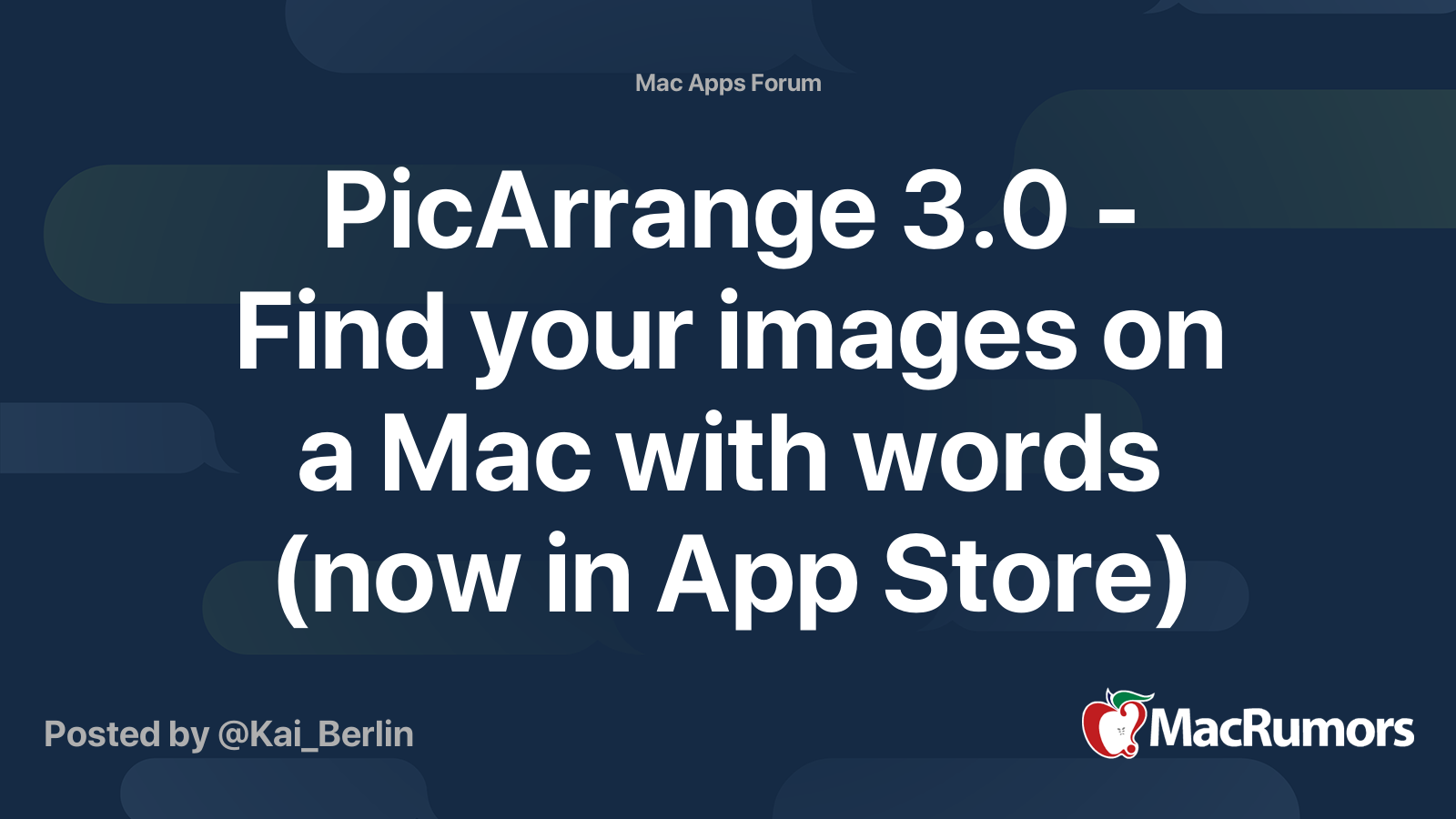 PicArrange 3.0 - Find your images on a Mac with words (now in App Store) | MacRumors Forums