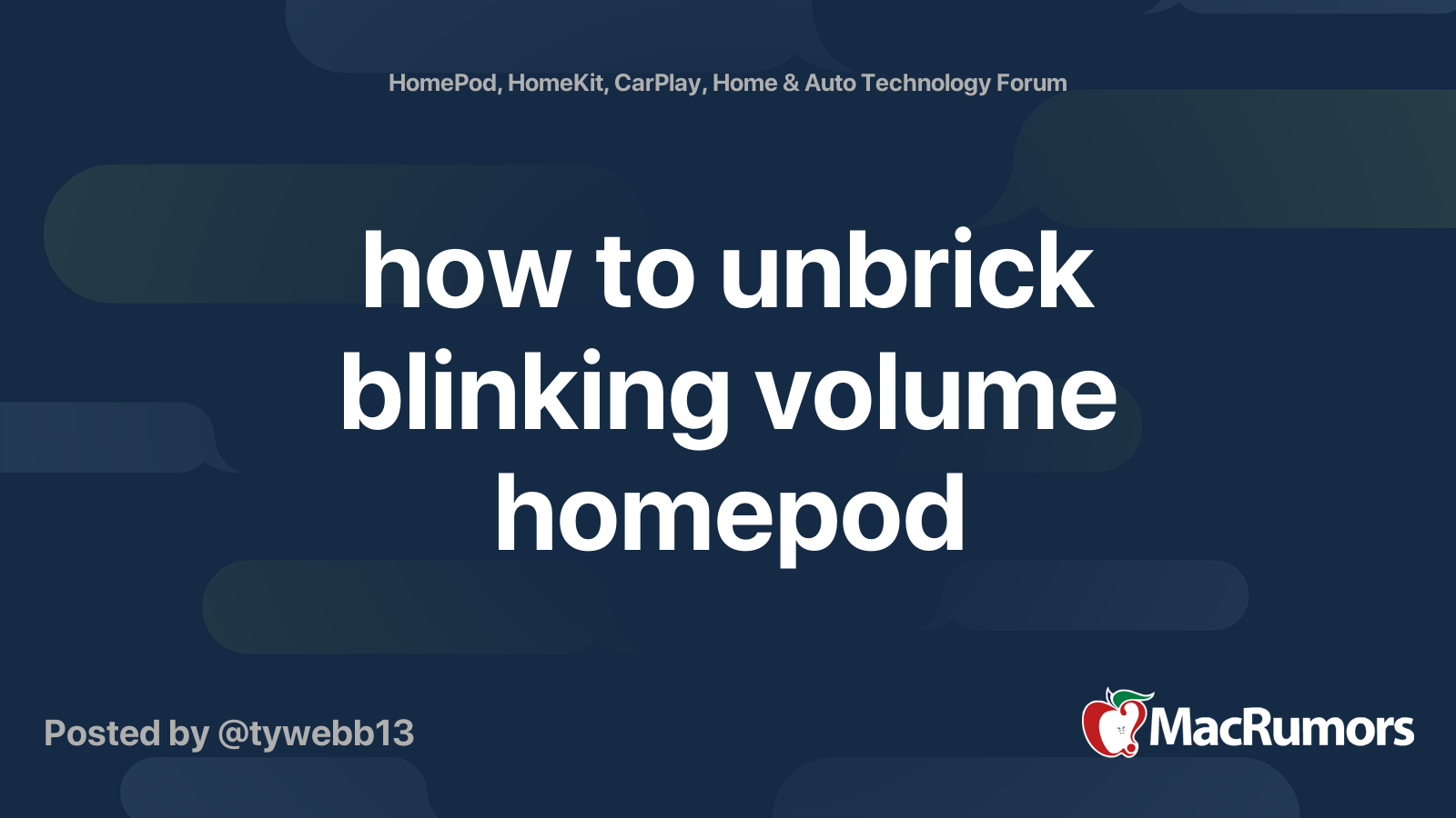 how to unbrick blinking volume homepod | MacRumors Forums