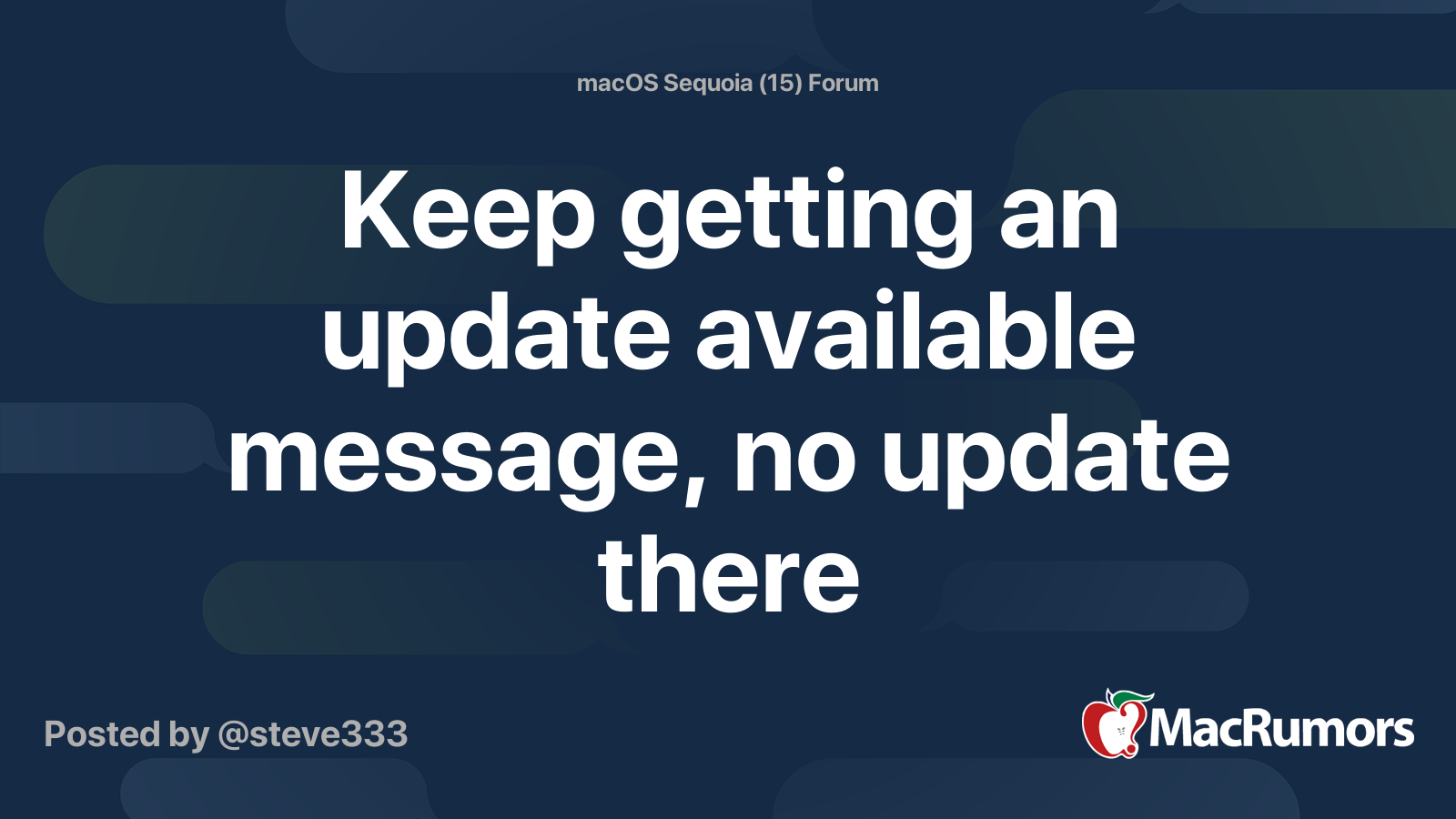 Keep getting an update available message, no update there | MacRumors Forums
