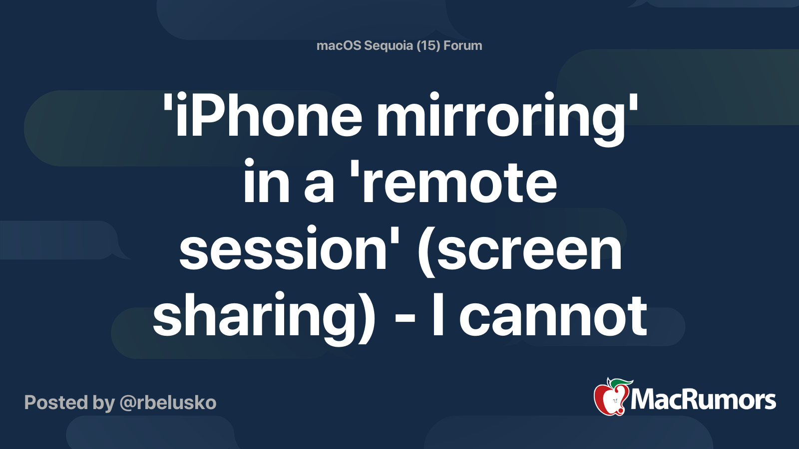'iPhone mirroring' in a 'remote session' (screen sharing) - I cannot use the mouse/keyboard: is ...