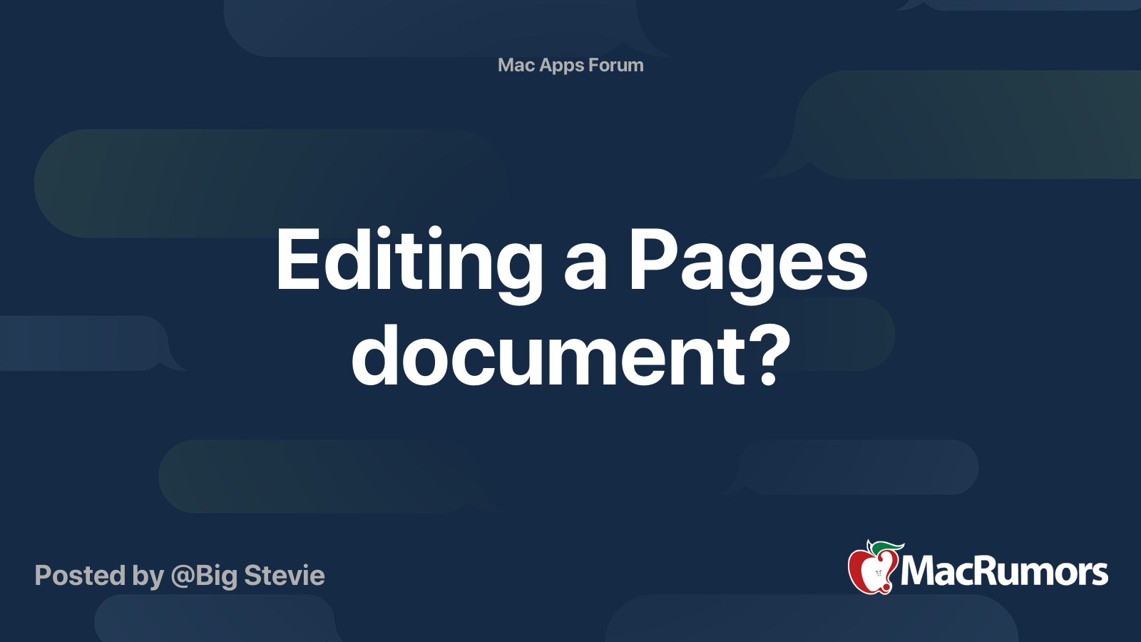 Editing a Pages document? | MacRumors Forums