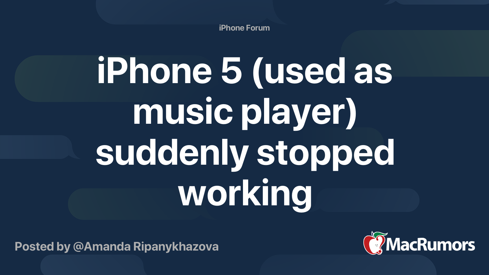 iPhone 5 (used as music player) suddenly stopped working | MacRumors Forums