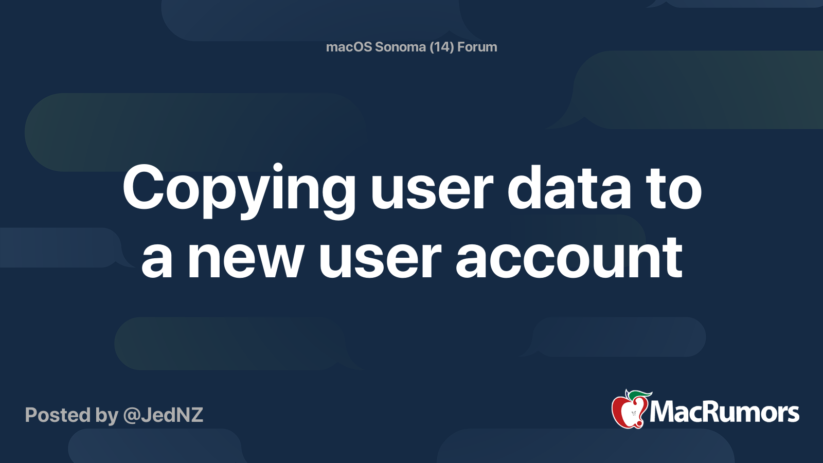 Copying user data to a new user account | MacRumors Forums