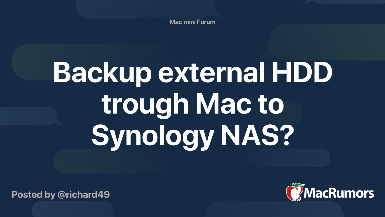 Backup external HDD trough Mac to Synology NAS? | MacRumors Forums