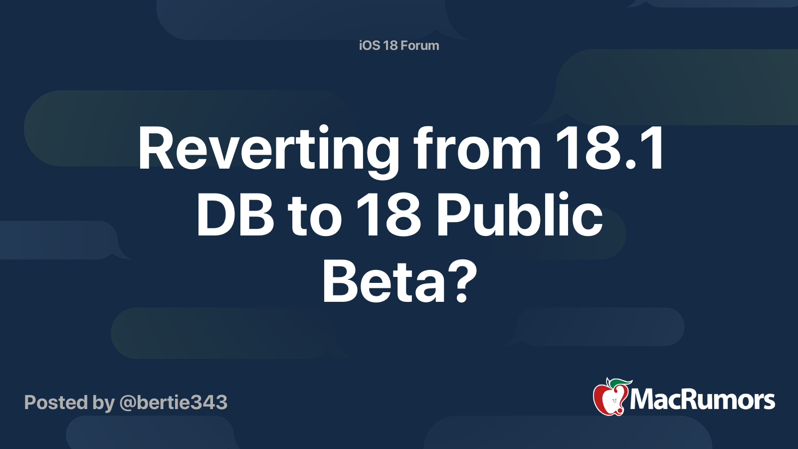 Reverting from 18.1 DB to 18 Public Beta? | MacRumors Forums