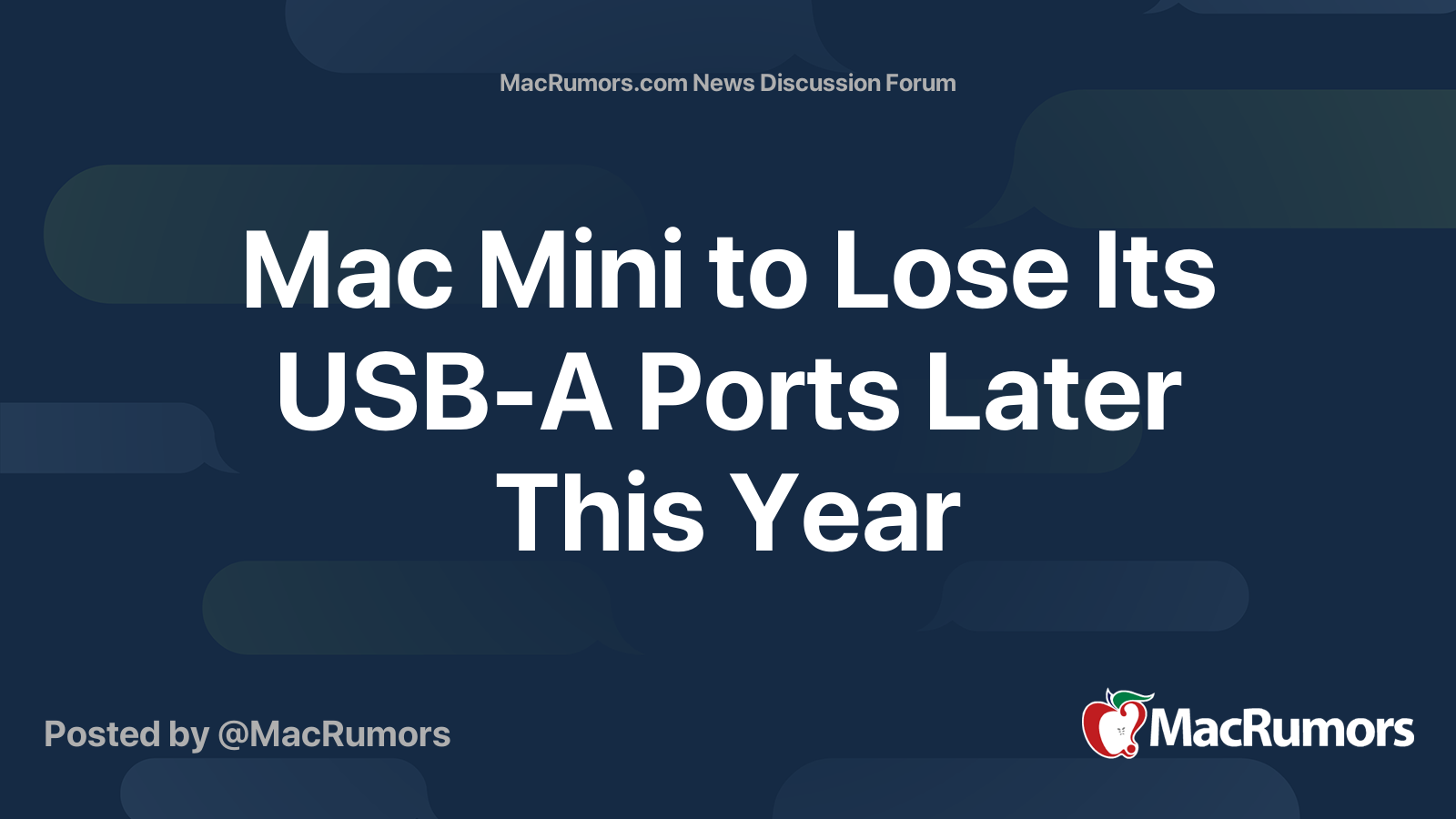 Mac Mini to Lose Its USB-A Ports Later This Year | Page 2 | MacRumors ...