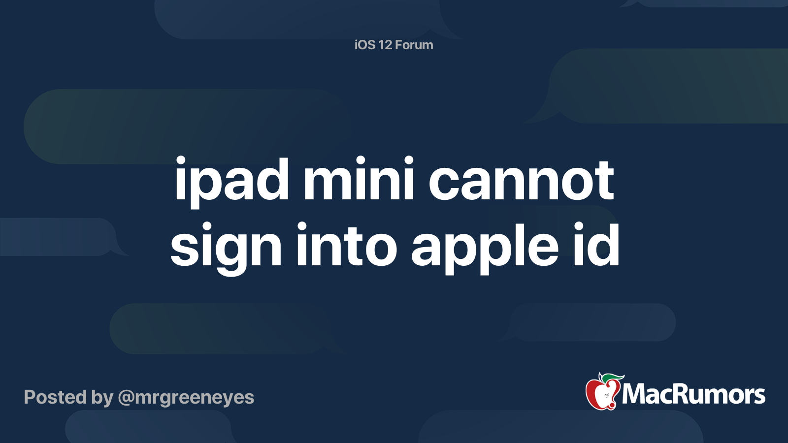 Ipad Mini Cannot Sign Into Apple Id Macrumors Forums