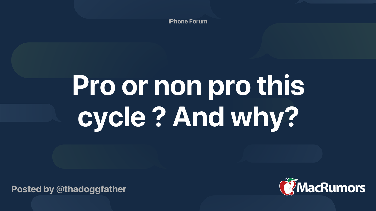 Pro or non pro this cycle ? And why? | MacRumors Forums