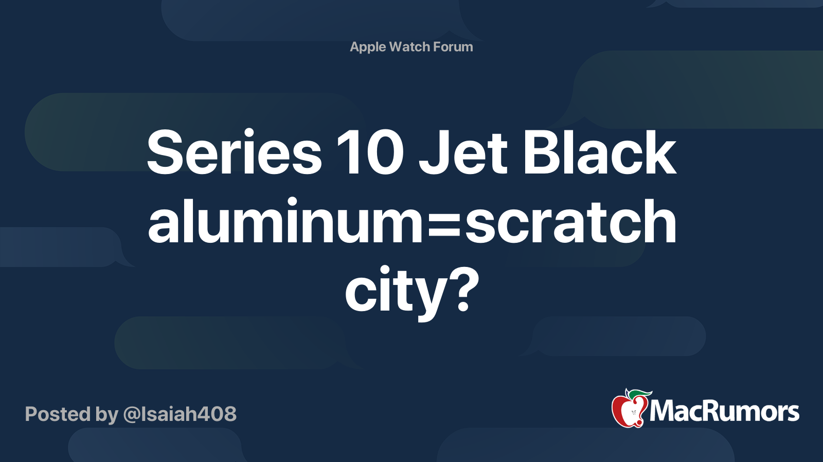 Series 10 Jet Black aluminum=scratch city? | MacRumors Forums