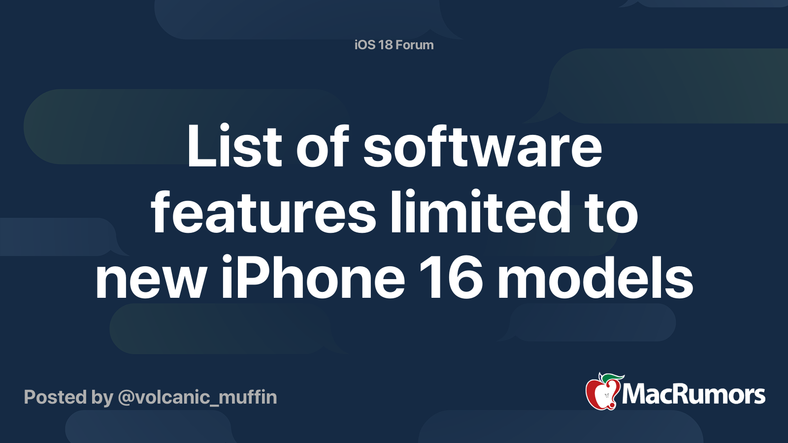 List of software features limited to new iPhone 16 models | MacRumors Forums