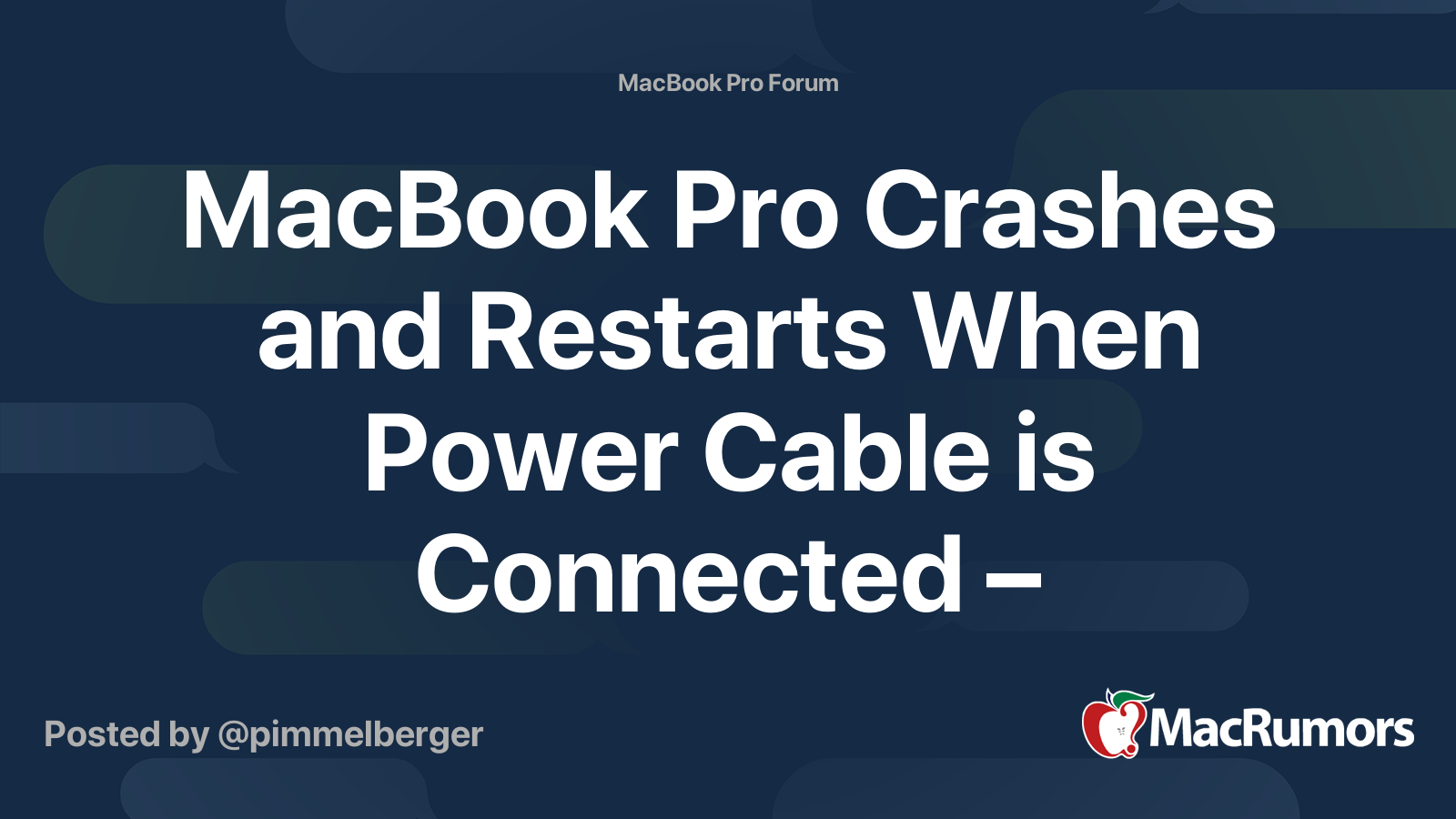 MacBook Pro Crashes and Restarts When Power Cable is Connected – Trackpad and Keyboard ...