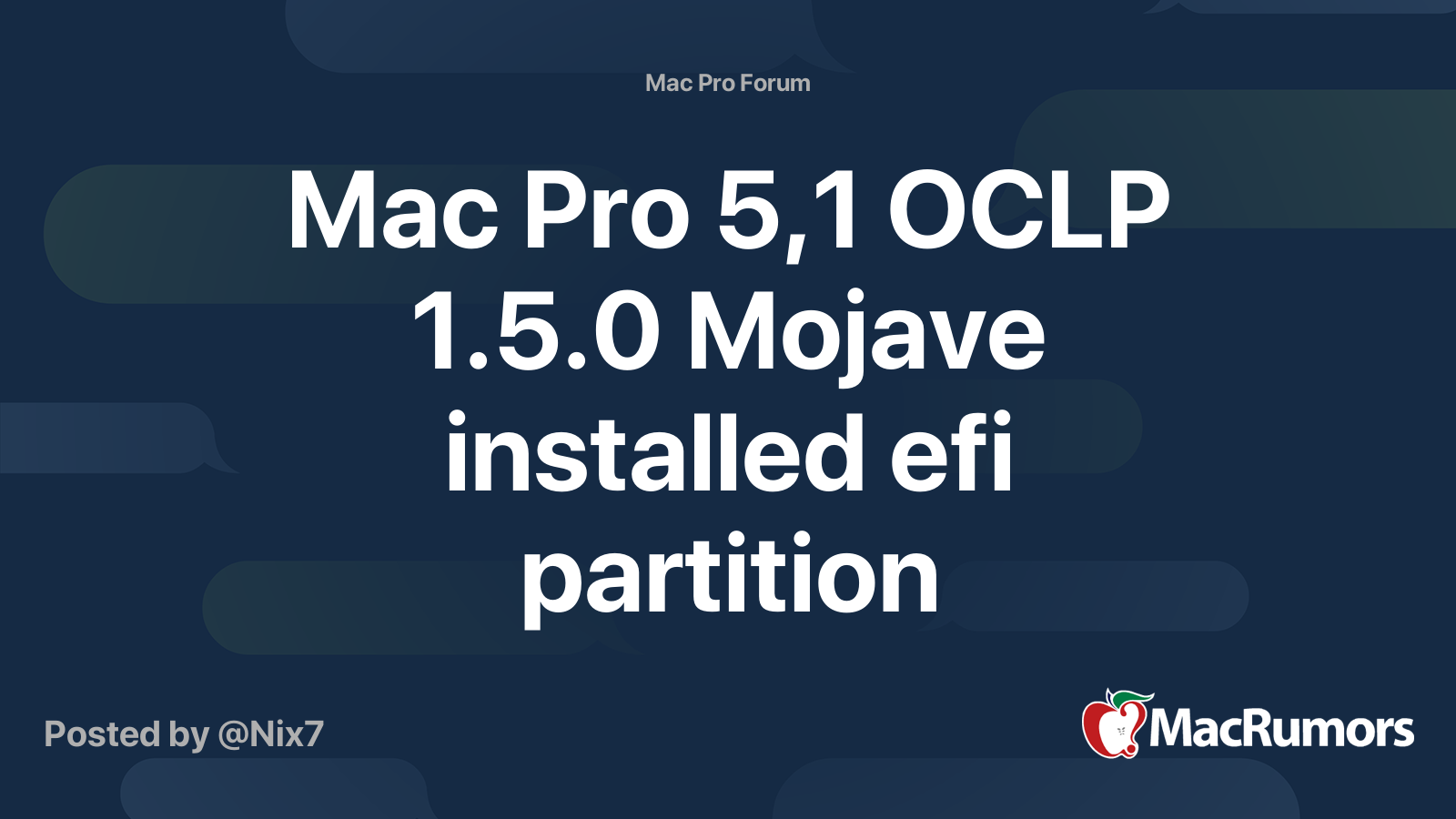 Mac Pro 5,1 OCLP 1.5.0 Mojave installed efi partition overwritten with patcher no entry ...