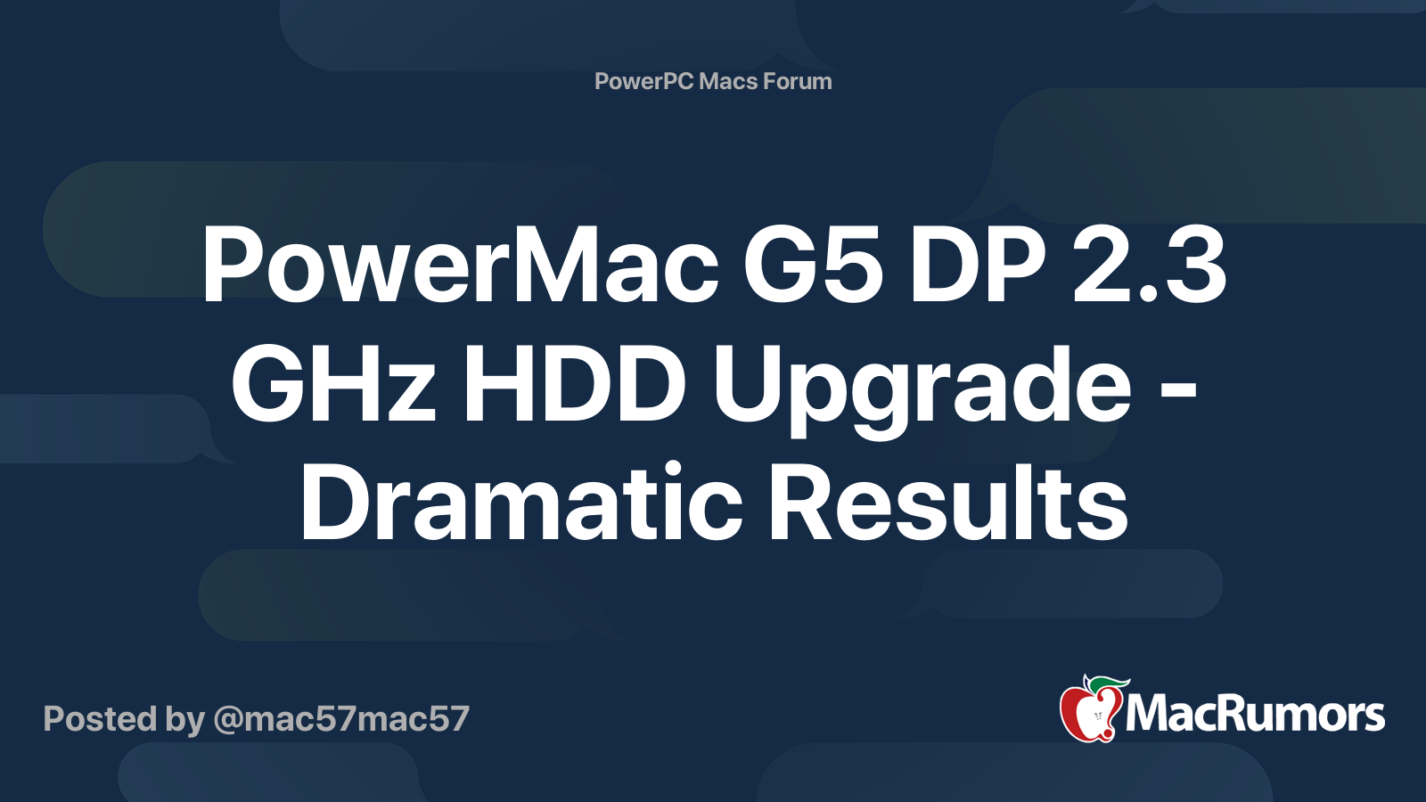 PowerMac G5 DP 2.3 GHz HDD Upgrade - Dramatic Results | MacRumors Forums