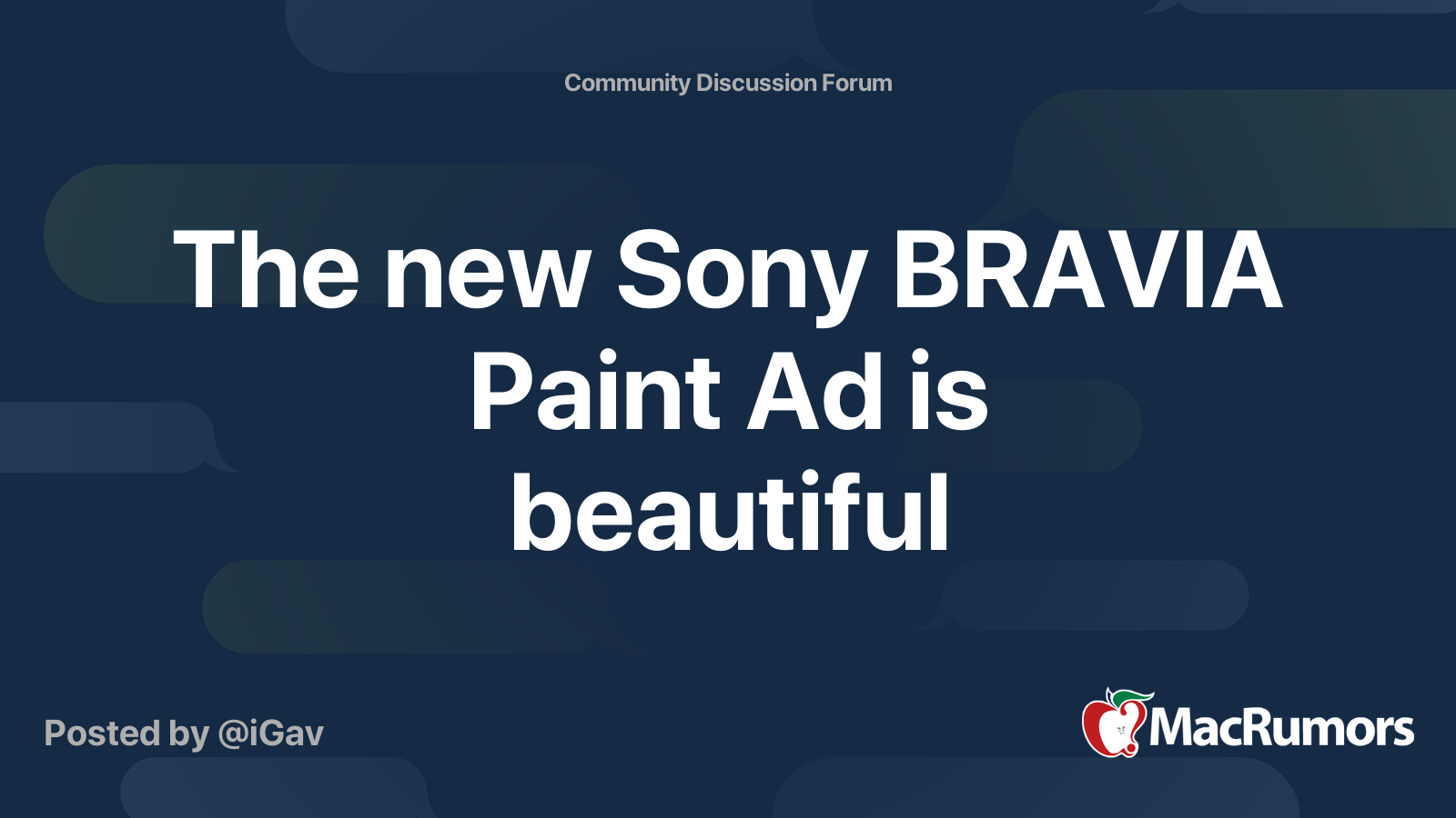 The new Sony BRAVIA Paint Ad is beautiful | MacRumors Forums