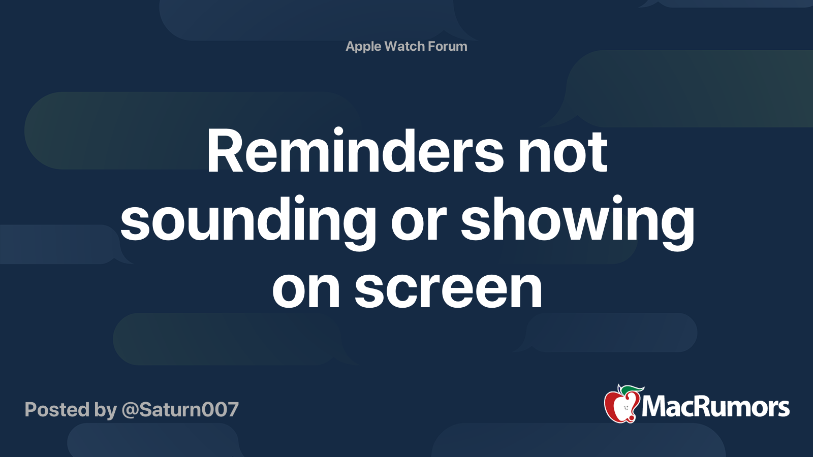 Reminders not sounding or showing on screen | MacRumors Forums