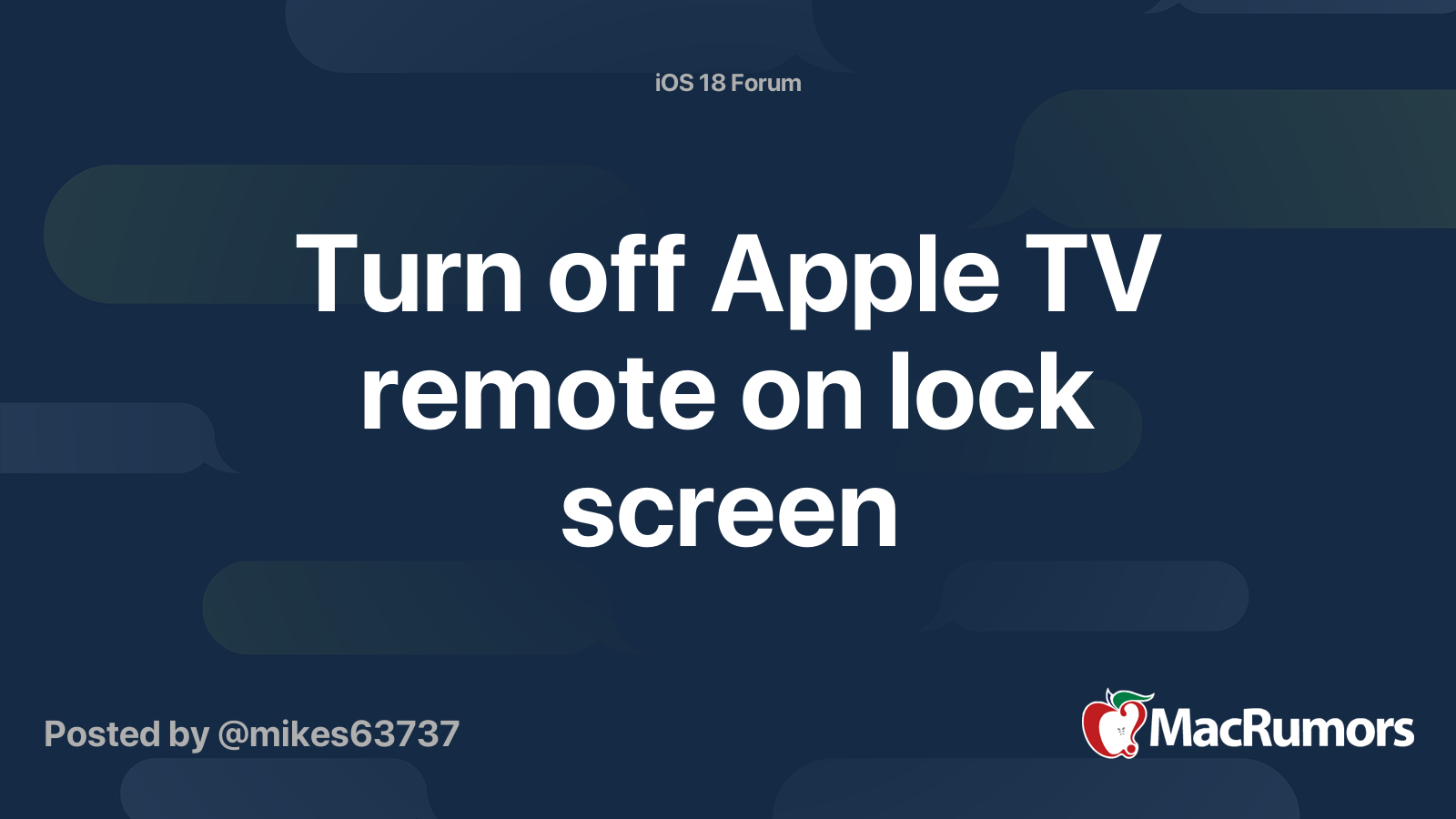 Turn off Apple TV remote on lock screen | MacRumors Forums