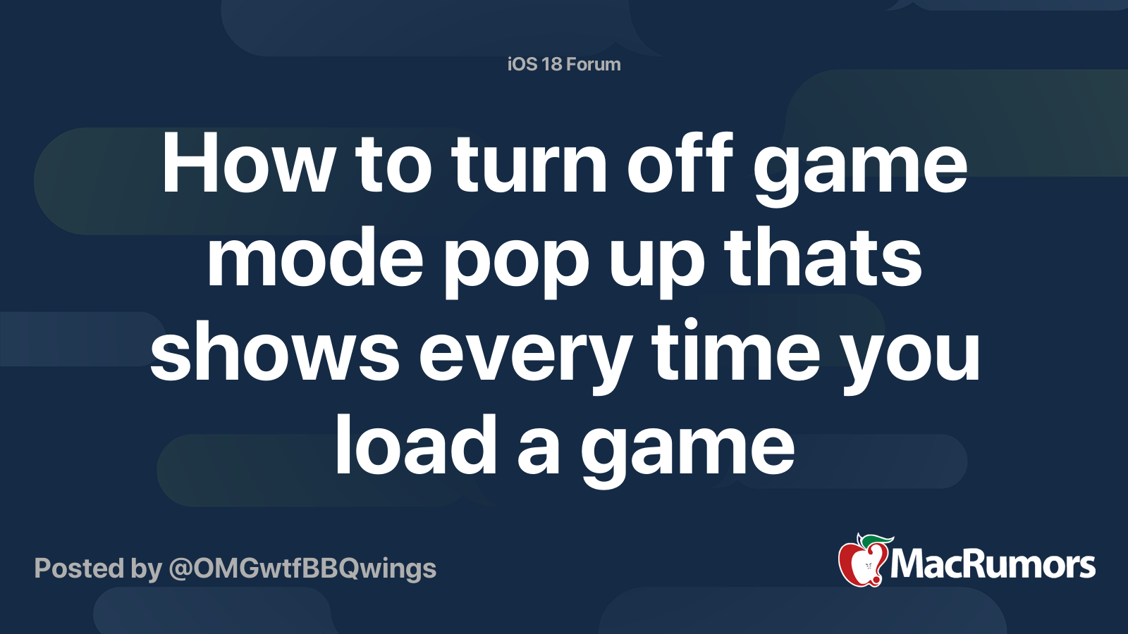 How to turn off game mode pop up thats shows every time you load a game ...