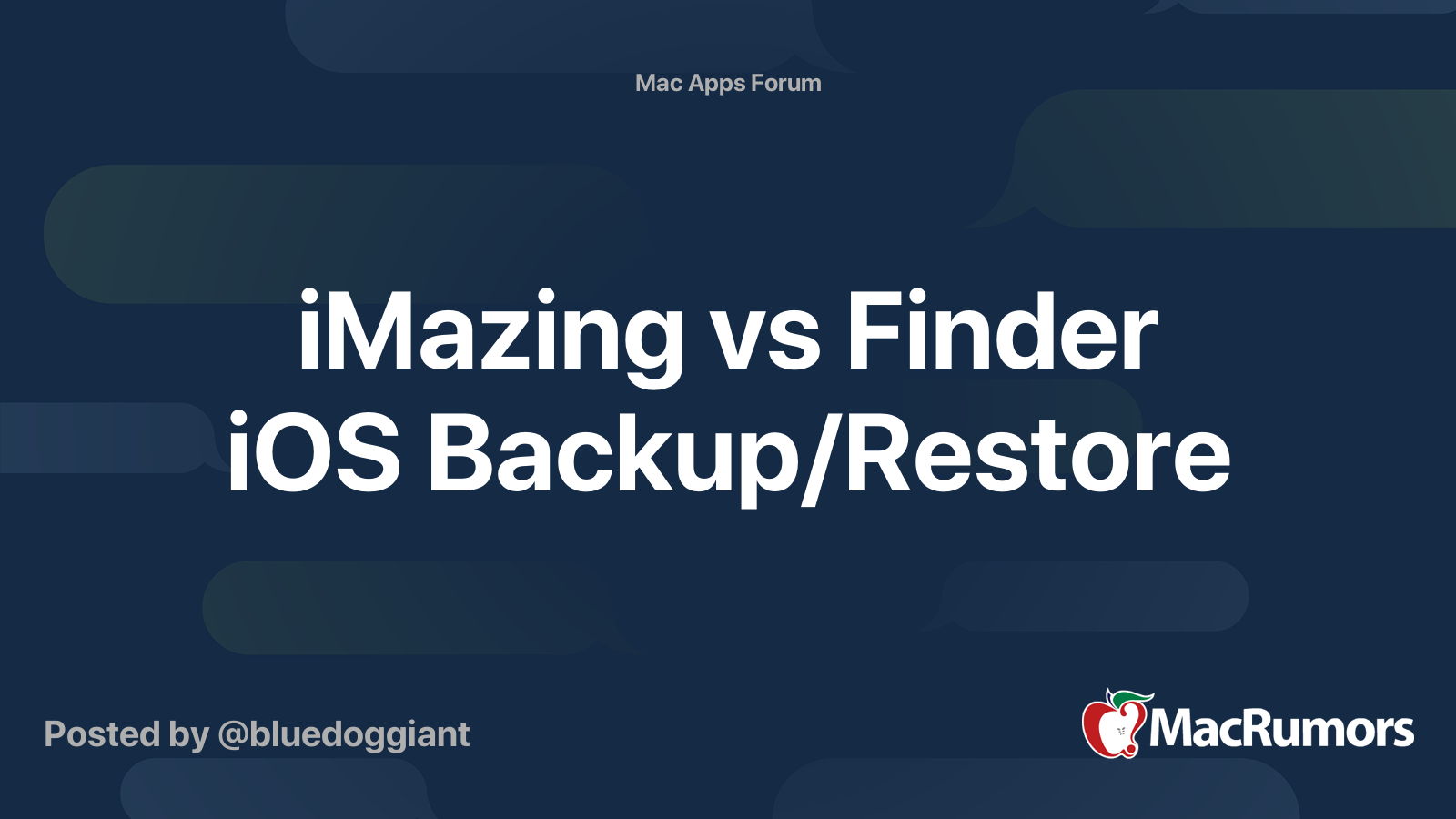 iMazing vs Finder iOS Backup/Restore | MacRumors Forums