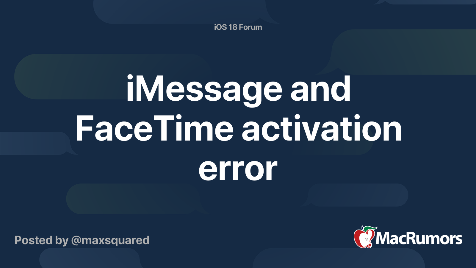 iMessage and FaceTime activation error | MacRumors Forums