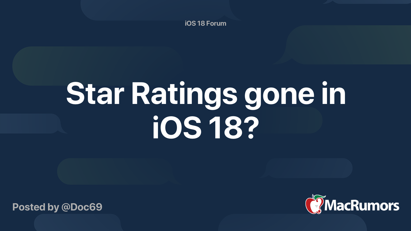 Star Ratings gone in iOS 18? | MacRumors Forums