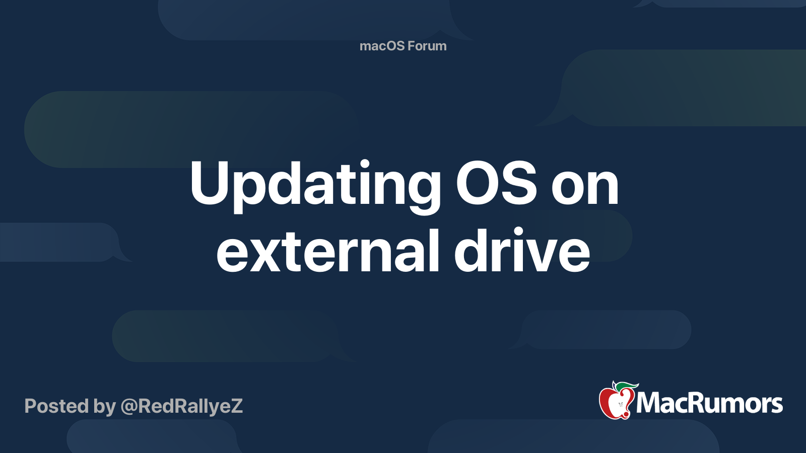 Updating OS on external drive | MacRumors Forums