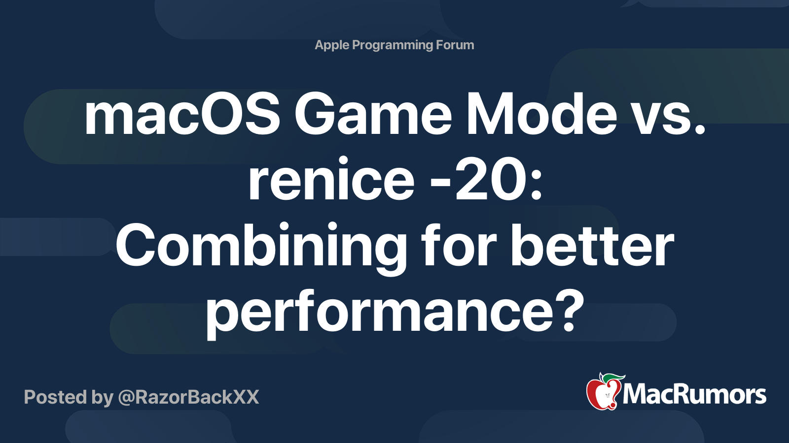 macOS Game Mode vs. renice -20: Combining for better performance ...