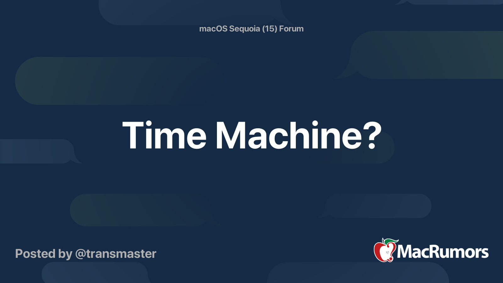 Time Machine? | MacRumors Forums