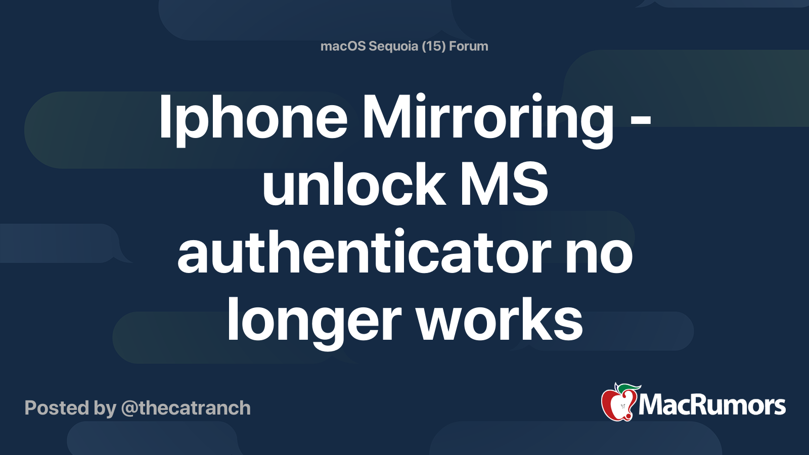Iphone Mirroring - unlock MS authenticator no longer works | MacRumors Forums