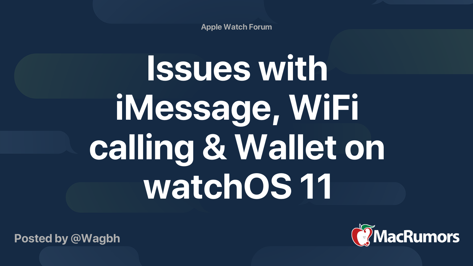 Issues with iMessage, WiFi calling & Wallet on watchOS 11 | MacRumors Forums