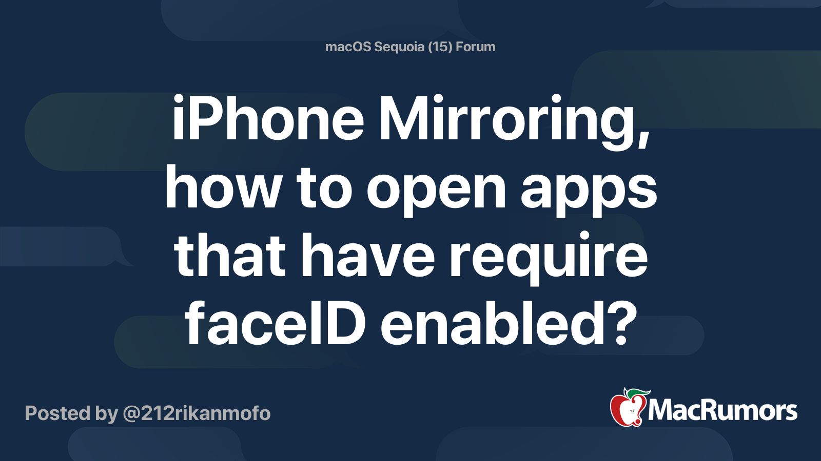 iPhone Mirroring, how to open apps that have require faceID enabled? | MacRumors Forums