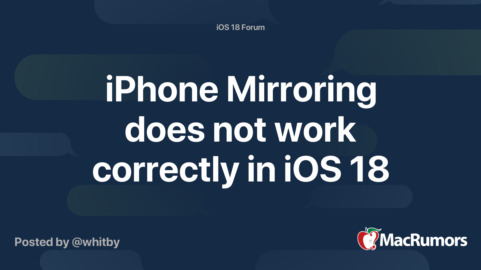 iPhone Mirroring does not work correctly in iOS 18 | MacRumors Forums