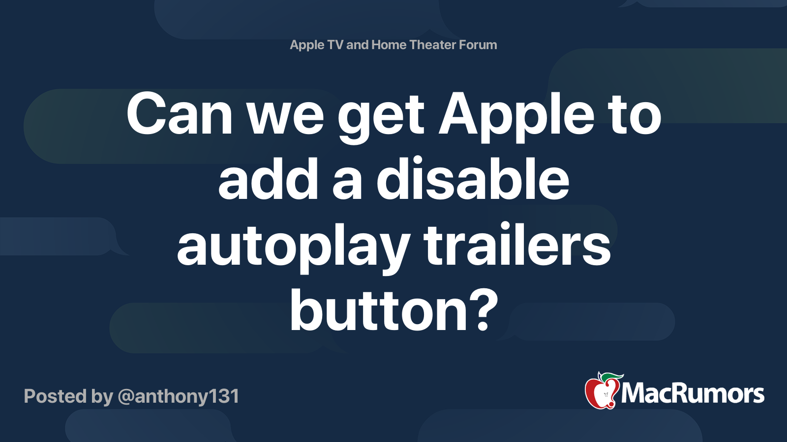 Can we get Apple to add a disable autoplay trailers button? | MacRumors Forums