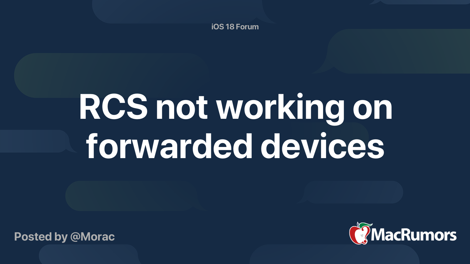 RCS not working on forwarded devices | MacRumors Forums