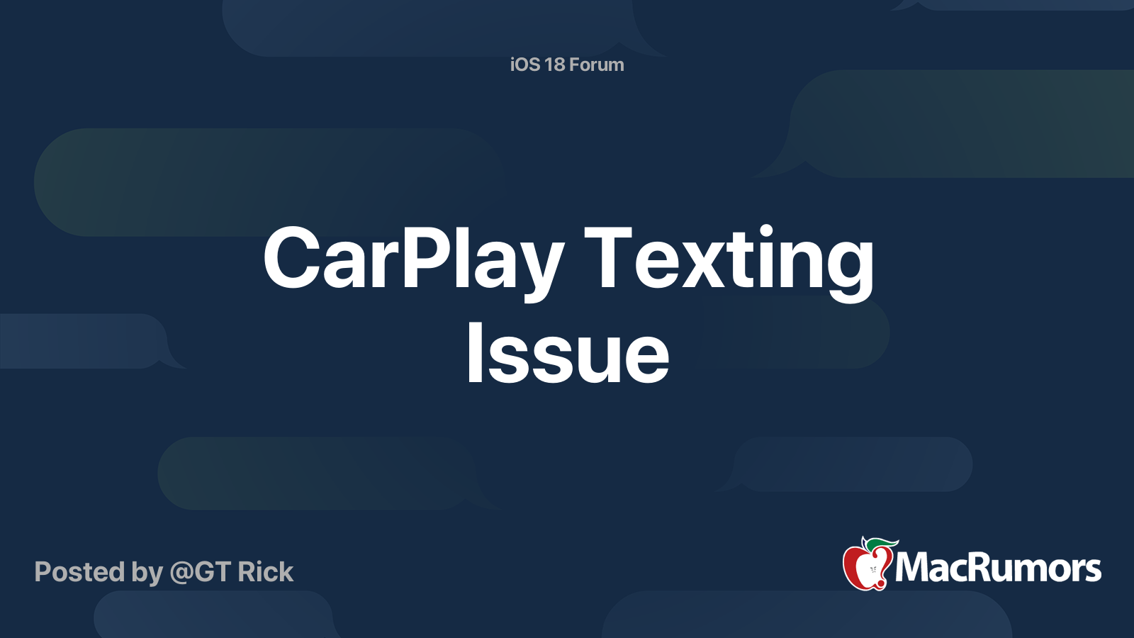 CarPlay Texting Issue | MacRumors Forums