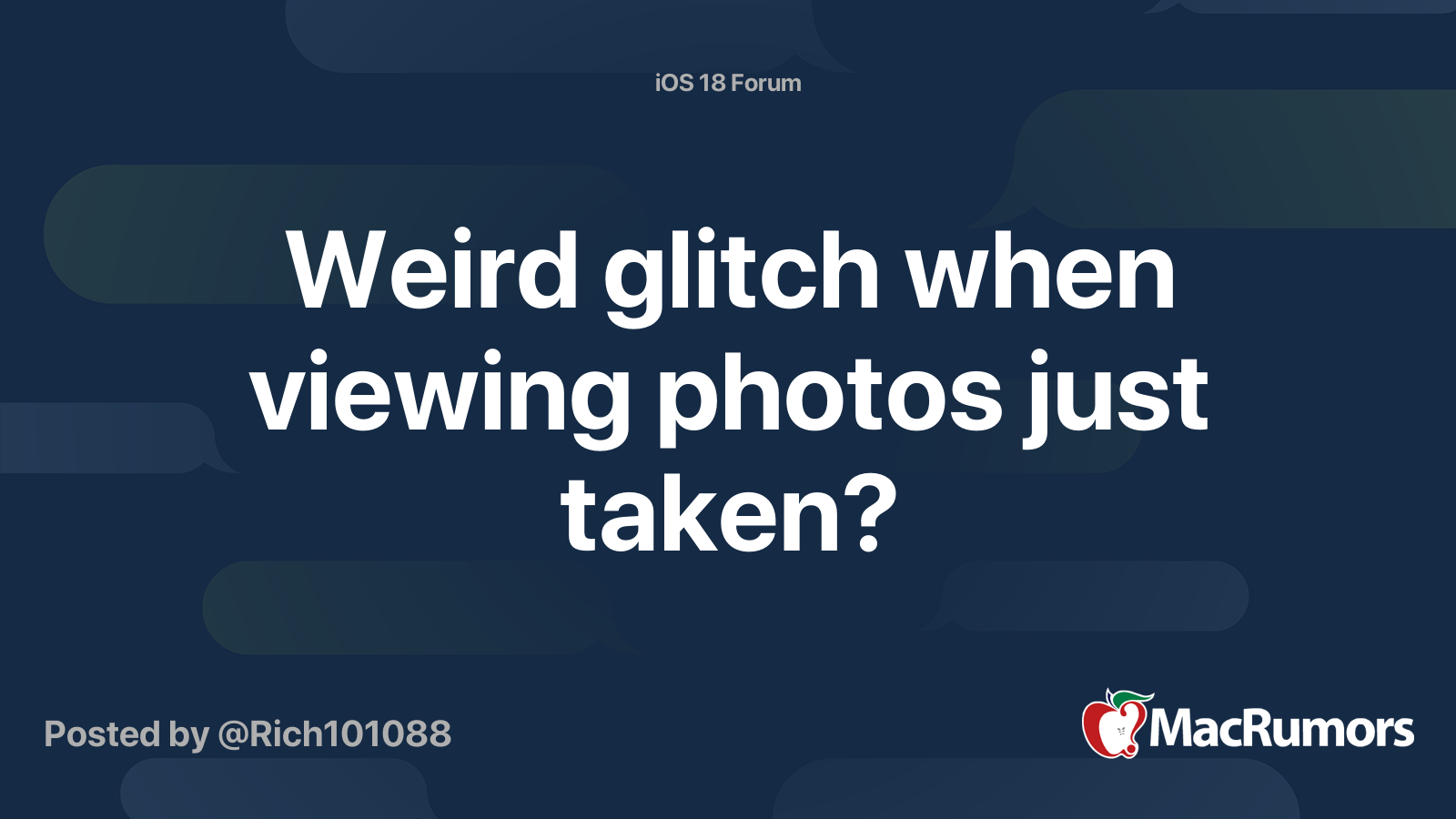 Weird glitch when viewing photos just taken? | MacRumors Forums