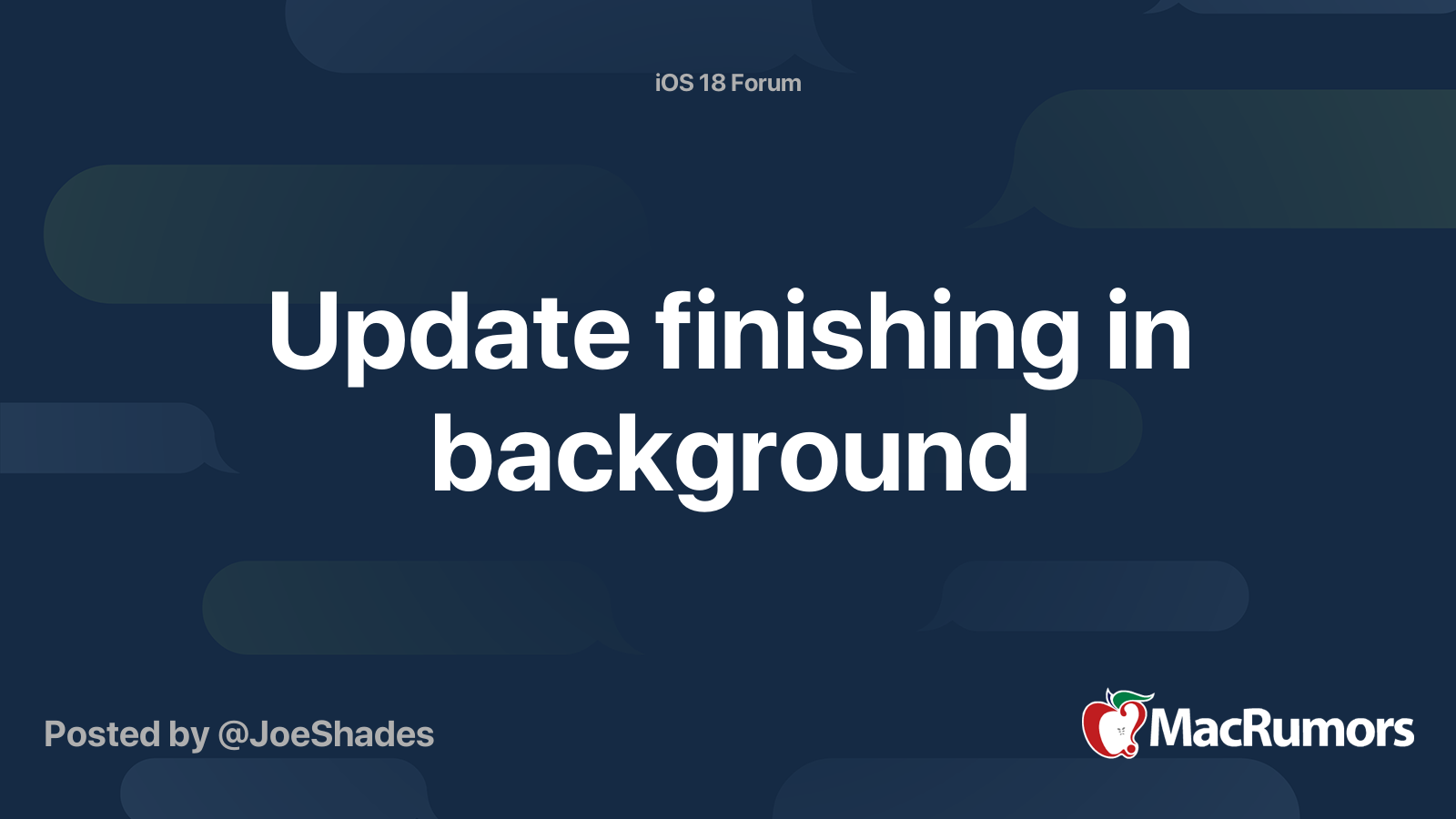 Update finishing in background | MacRumors Forums