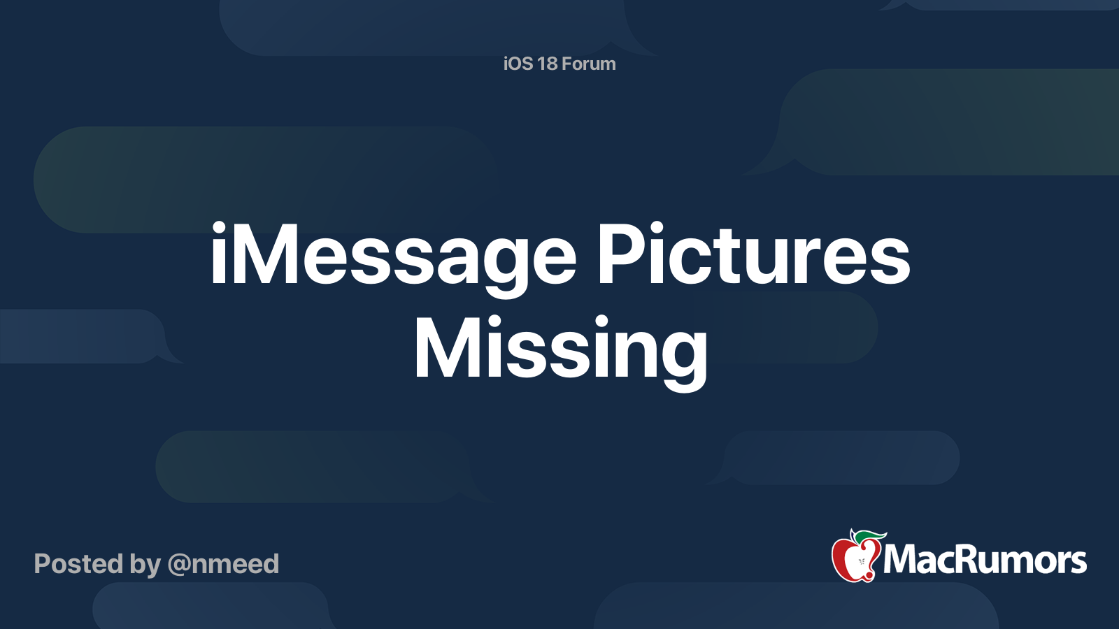 iMessage Pictures Missing | MacRumors Forums