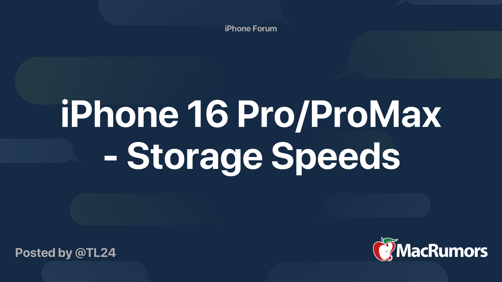 iPhone 16 Pro/ProMax - Storage Speeds | MacRumors Forums